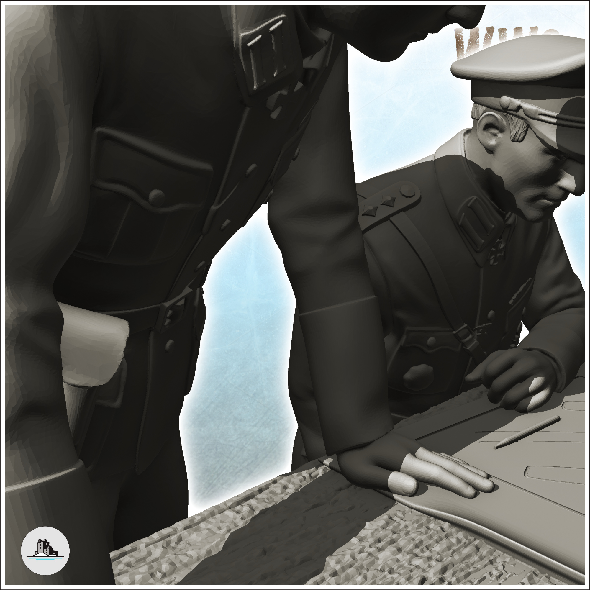 German staff around a table with map (12) - WW2 Terrain fig | 3D models ...