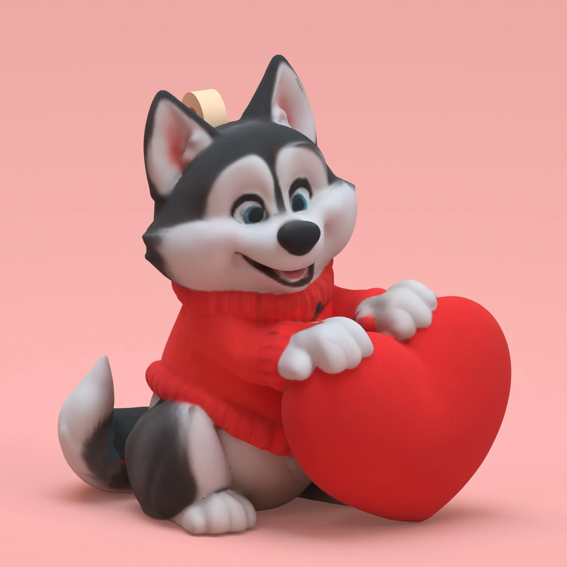 Other STL загрузка - cute huskies puppy valentine heart Keychain - IPDesign