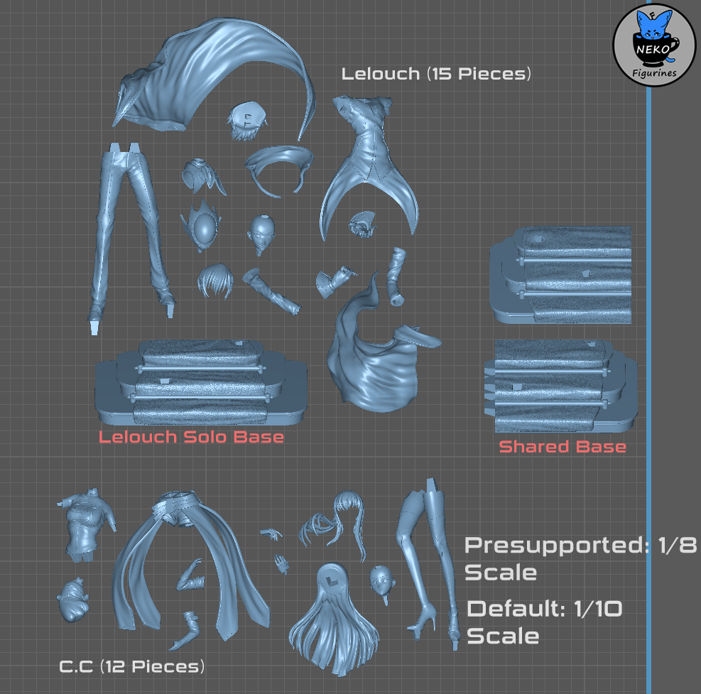 Lelouch and C.C - CODE GEASS Anime Figurine for 3D Printing | 3D models ...