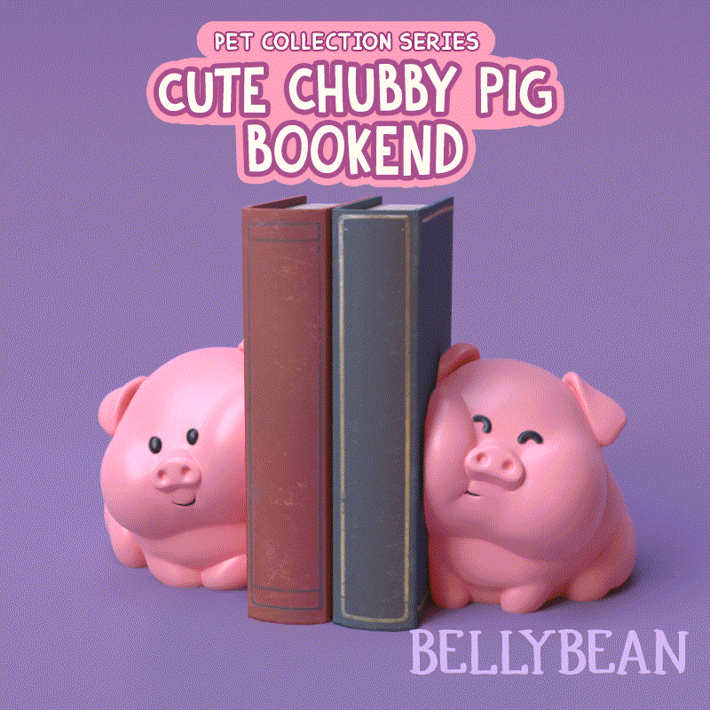 CUTE CHUBBY PIG BOOKEND I DECORATION I BOOKSHELF | 3D models download ...