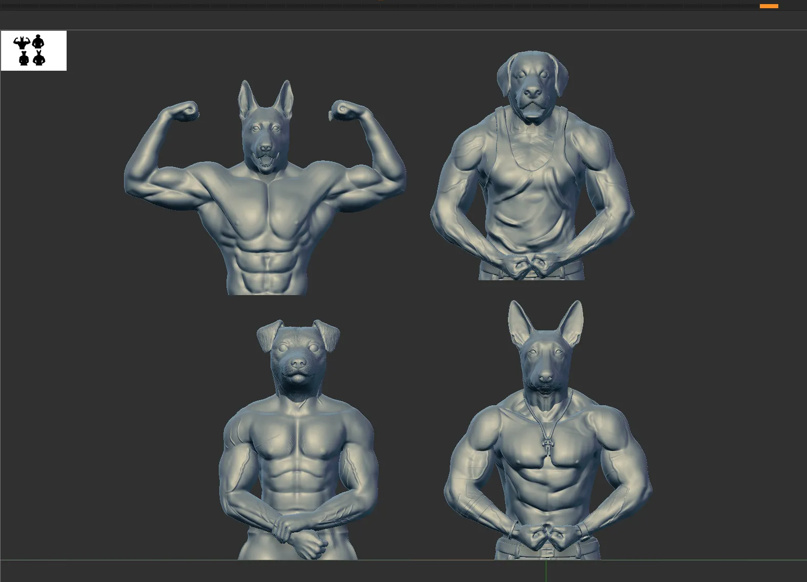 Characters & Creatures STL Download - dog bodybuilderby KeshtoArt