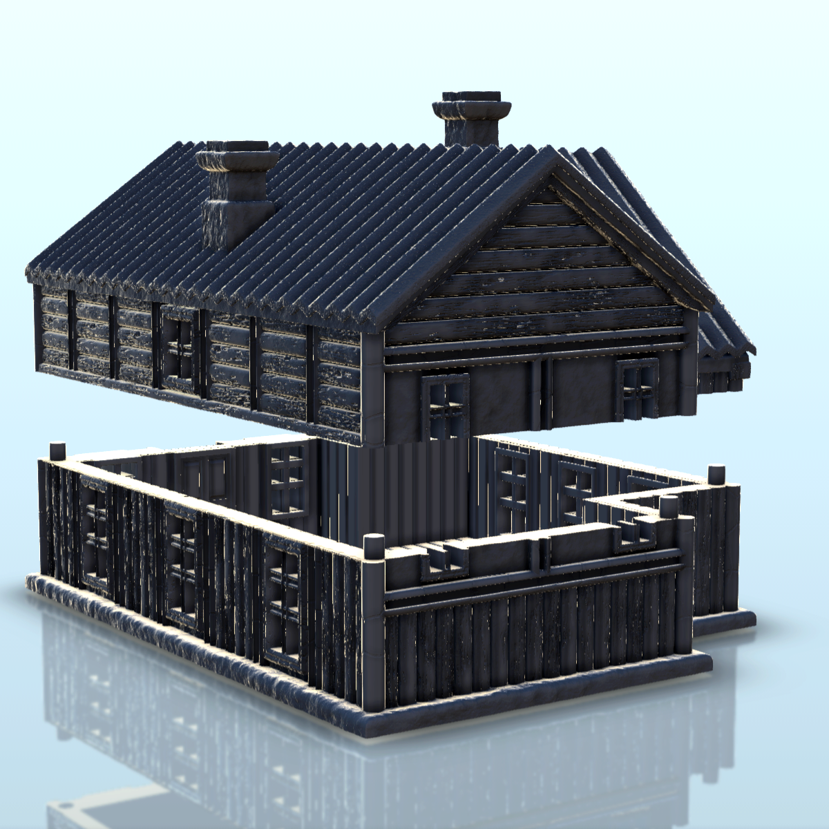 Stone and wood house with two chimneys - Terrain USSR WW2 | 3D models ...