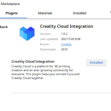 Creality Cloud Integration v1.0.2 has been release! You can update the plugin in Ultimaker ...