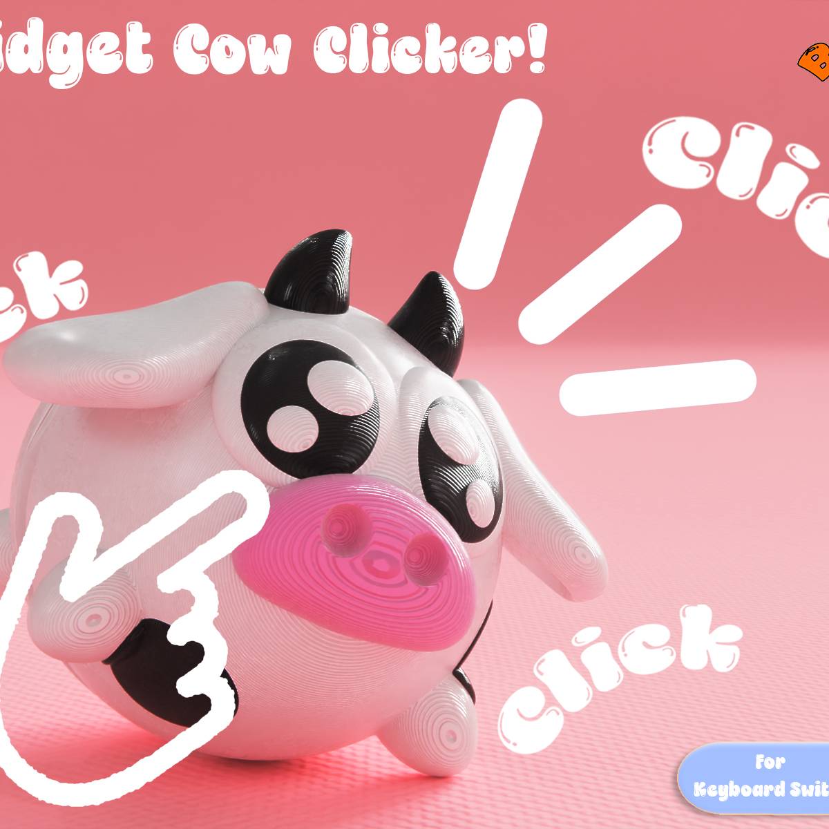 Free Other STL Download - Cute Cow Fidget Clicker !!!by Boop-Boop