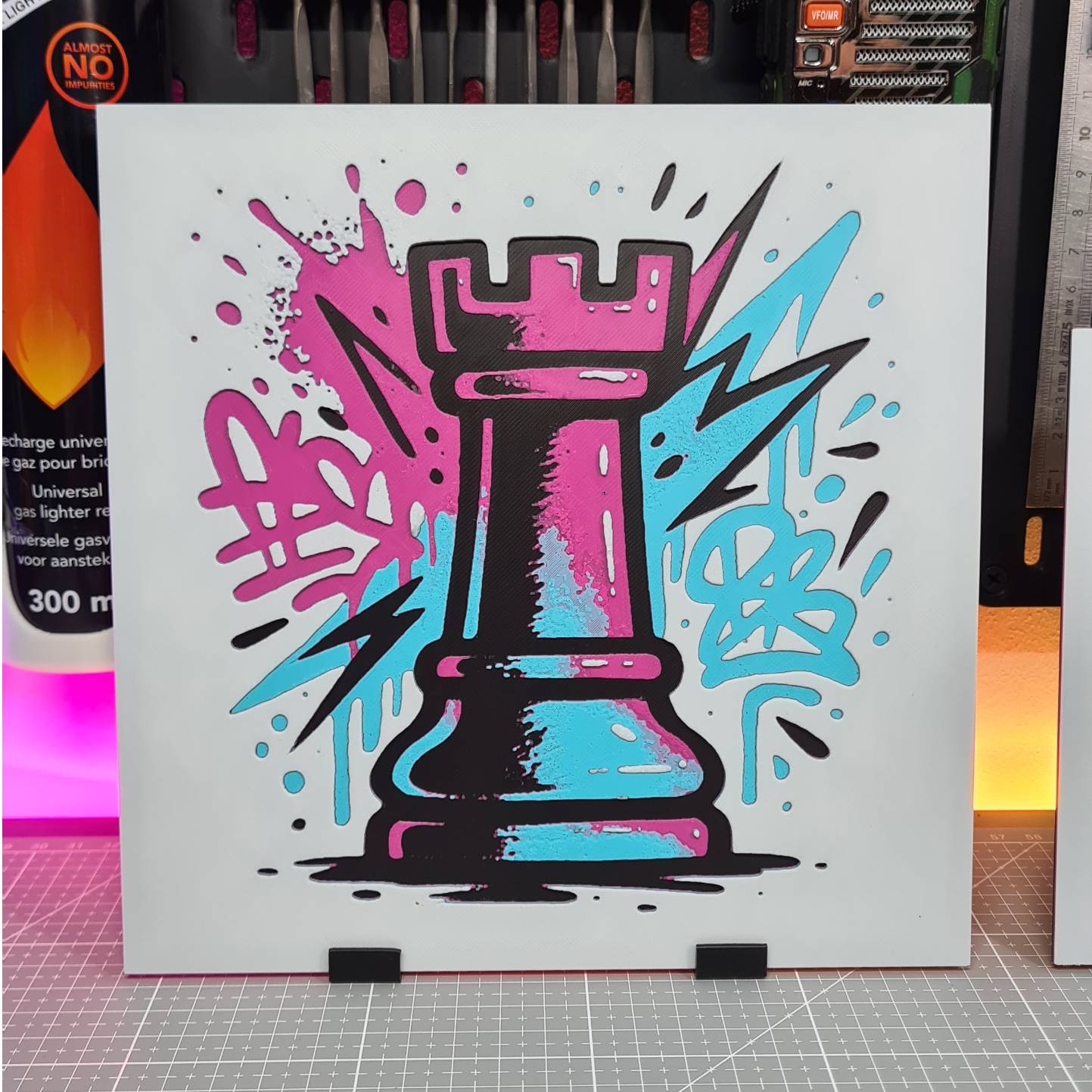 3D Printer Files | 3MF File | Graffiti Chess Rook – Hueforge – 4 Colors ...
