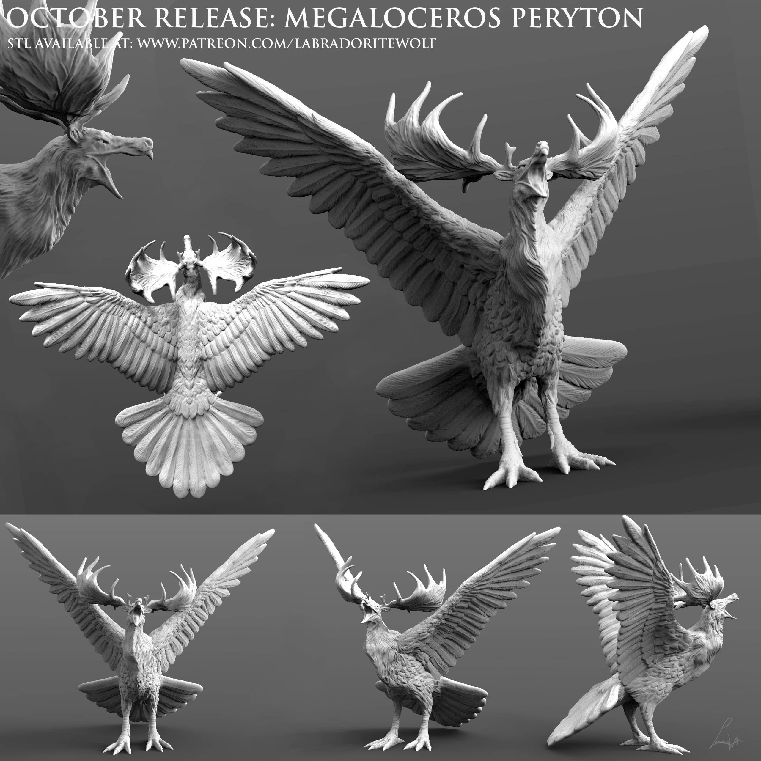 Characters & Creatures STL Download - Megaloceros Perytonby LabradoriteWolf