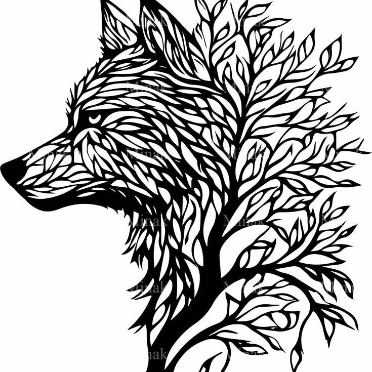 Home Decorations & Ornaments STL Download - wolf tree wall artby Danu ...