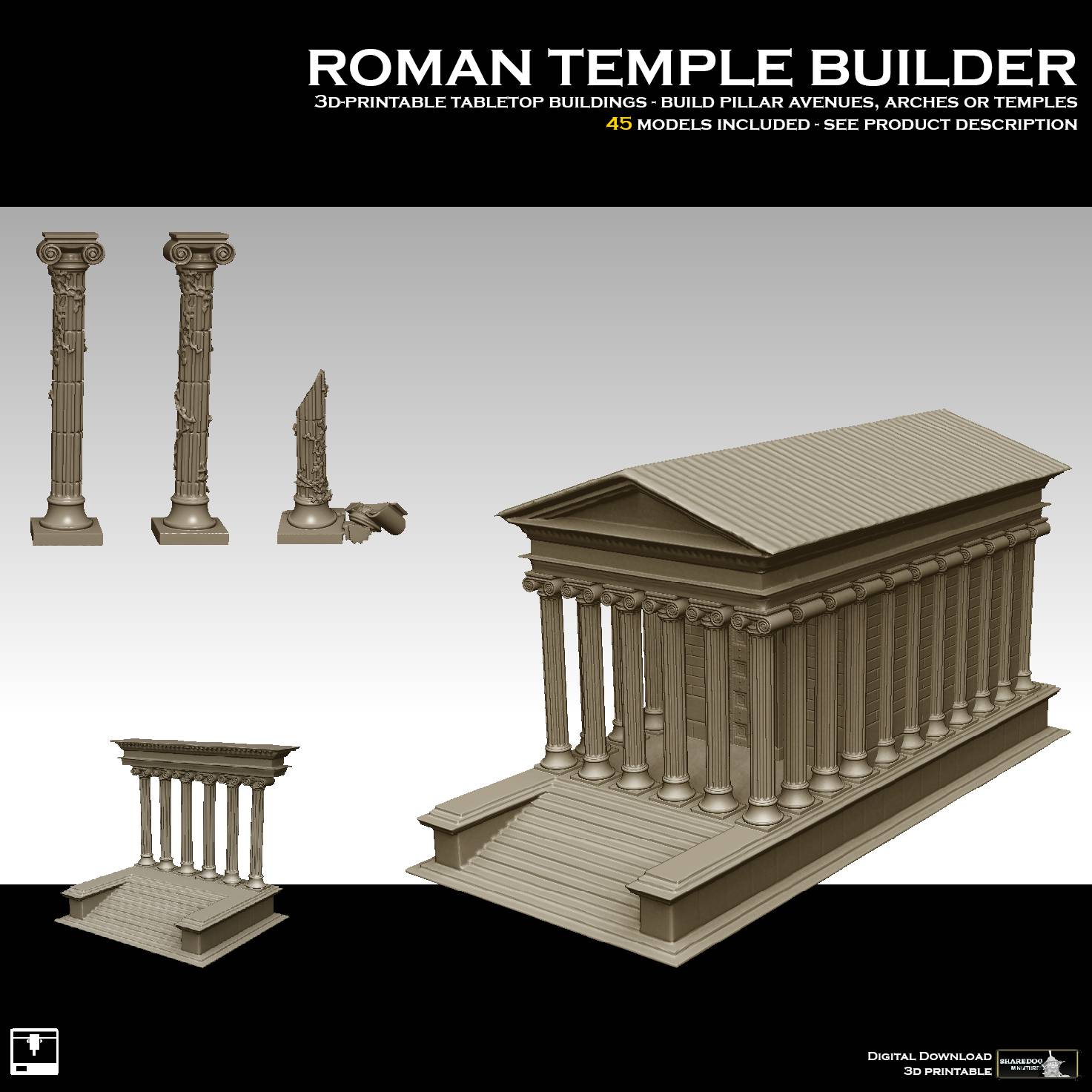 Props & Terrain STL Download - Roman Temple Builder - user2392712116