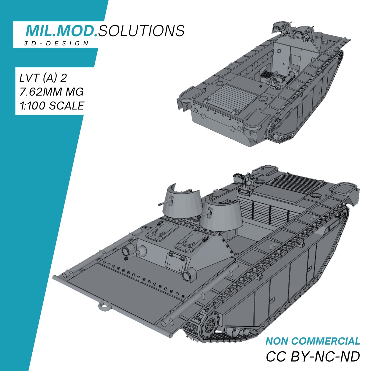 Vehicles & Machinery STL Download - LVT(A) 2 & 7.62mm MG WW2by Mil Mod ...