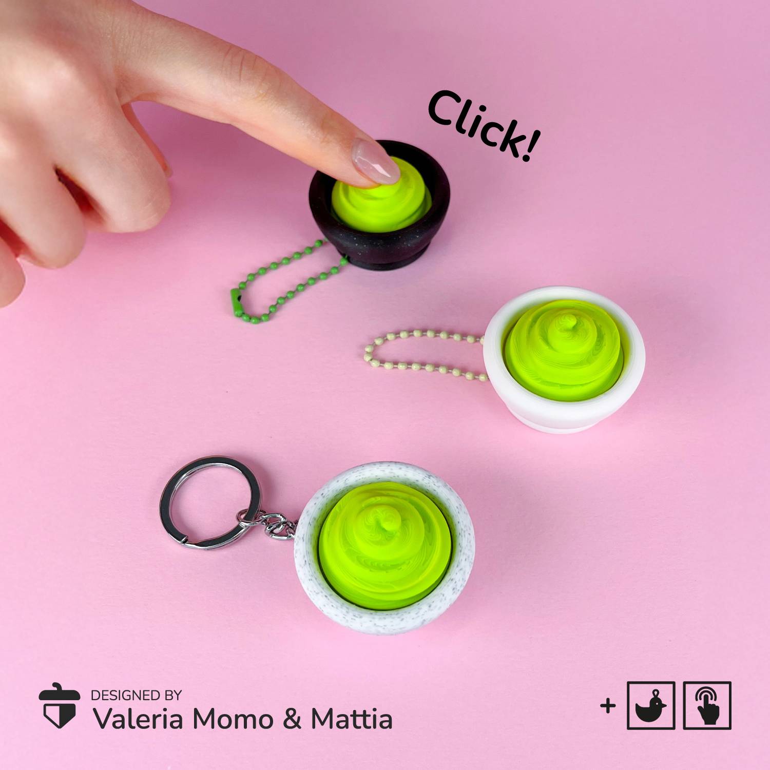 3D Printer Files | 3MF File | Clicker Wasabi, Clicky Keychain NoStress ...