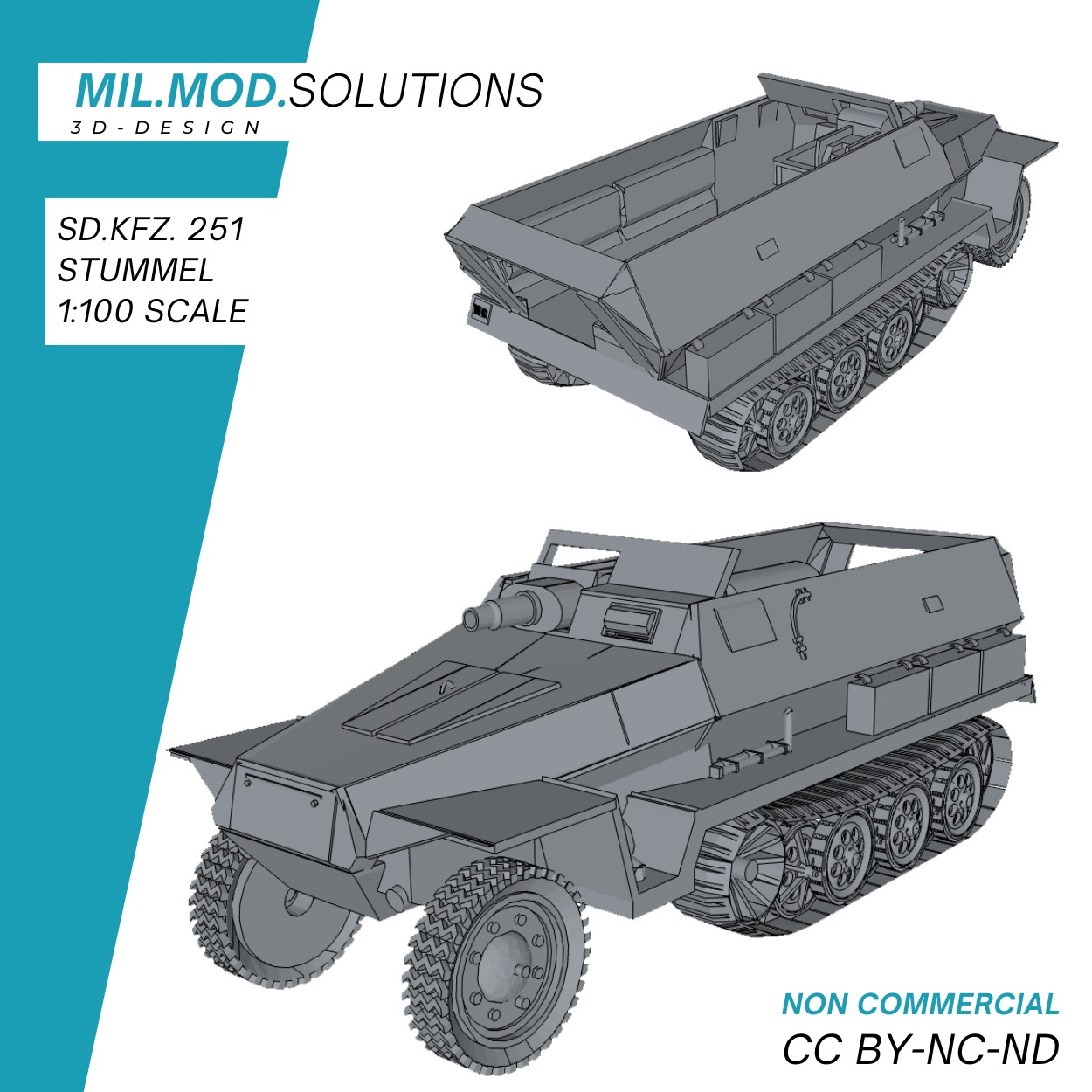 Vehicles & Machinery STL Download - SdKfz 251 Stummel WW2by Mil Mod ...