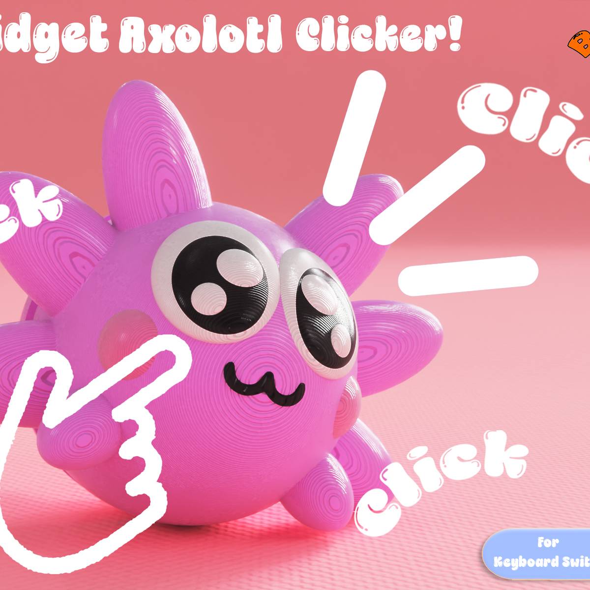 3D Printer Files | 3MF File | Cute Axolotl Fidget Clicker ...
