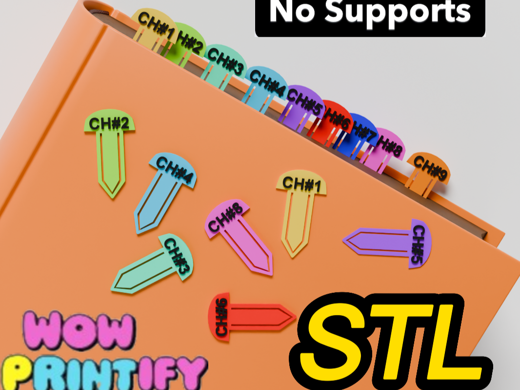 Other STL Descarga - Chapter Marker Bookmark Set STL, Print-in-Place ...