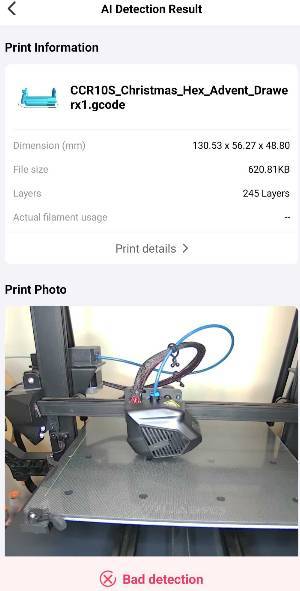 Print Detection with AI (Beta) - Always Errors Out So I have been printing through the Creality ...
