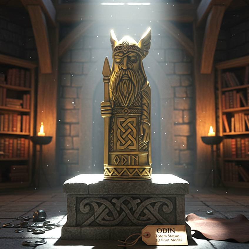 Sculptures & Artworks STL Descarga - Odin totem style statue - Alberto ...