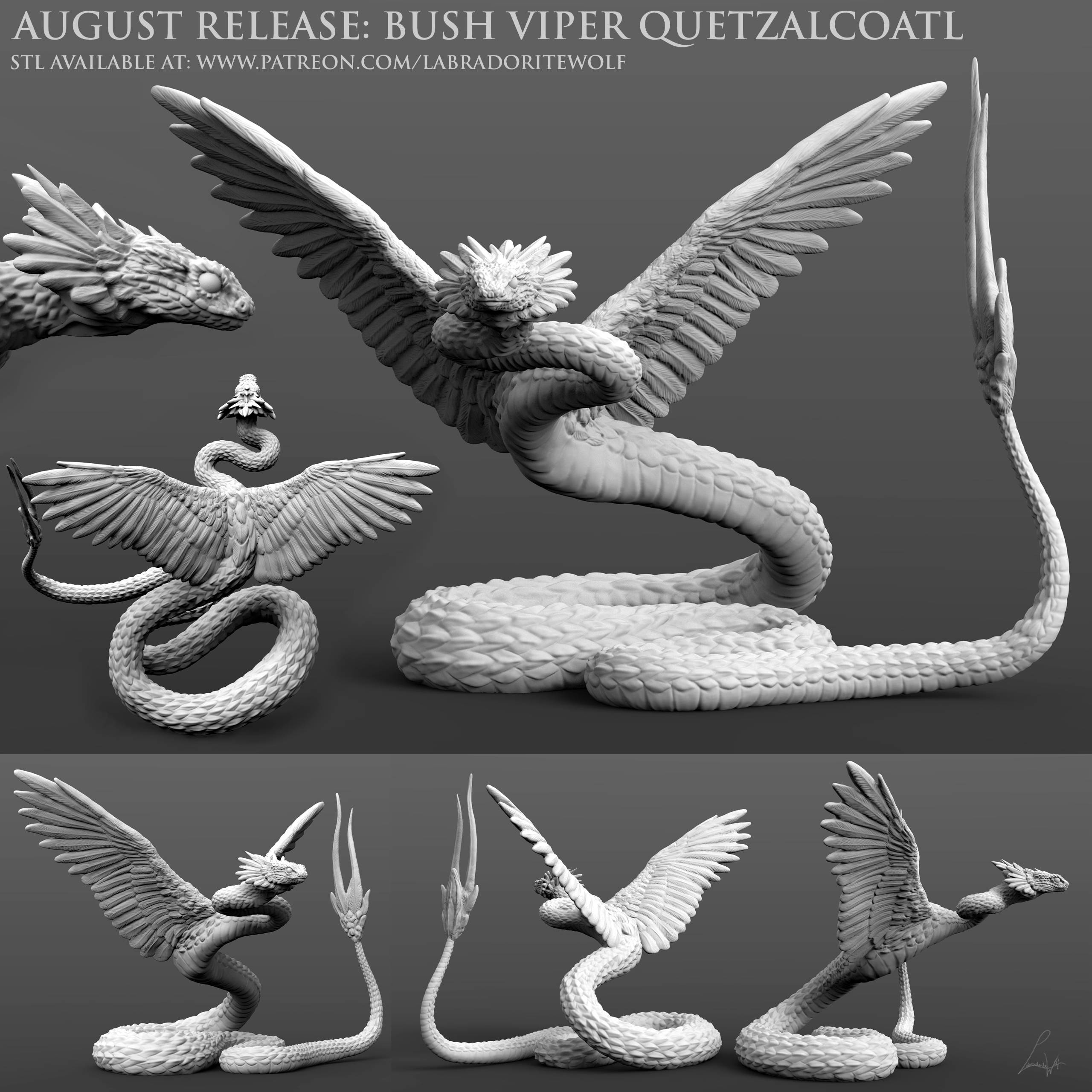 Characters & Creatures STL Download - Bush Viper Quetzalcoatlby ...