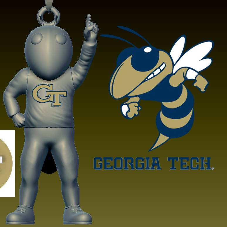 Sculptures & Artworks STL Download - Necklaces BUZZ GEORGIA TECH YELLOW ...