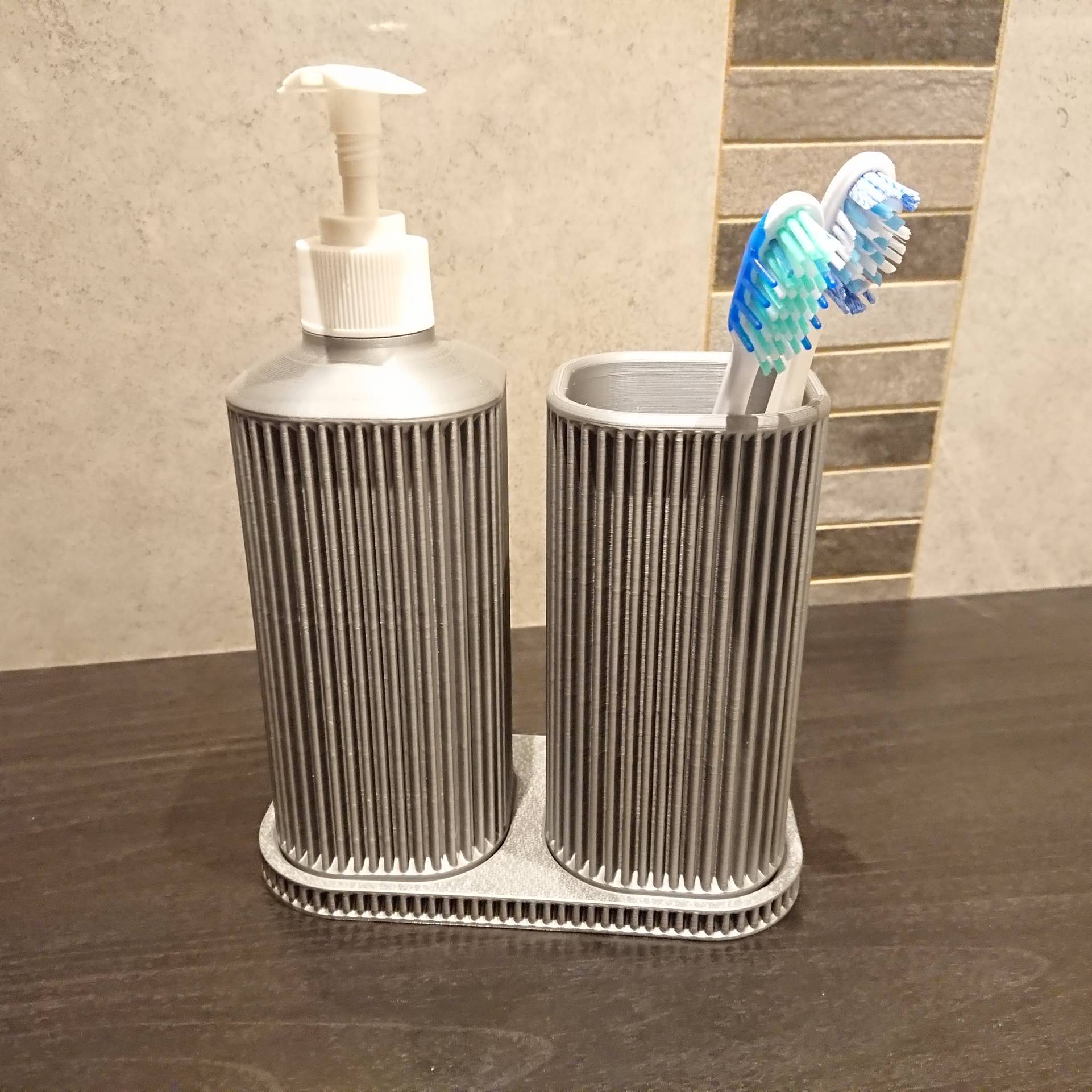 3D Printer Files | 3MF File | Ribbed Toothbrush Cup and Soap Dispenser ...