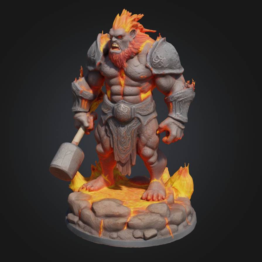 Characters & Creatures STL Download - fire troll boss miniature game ...