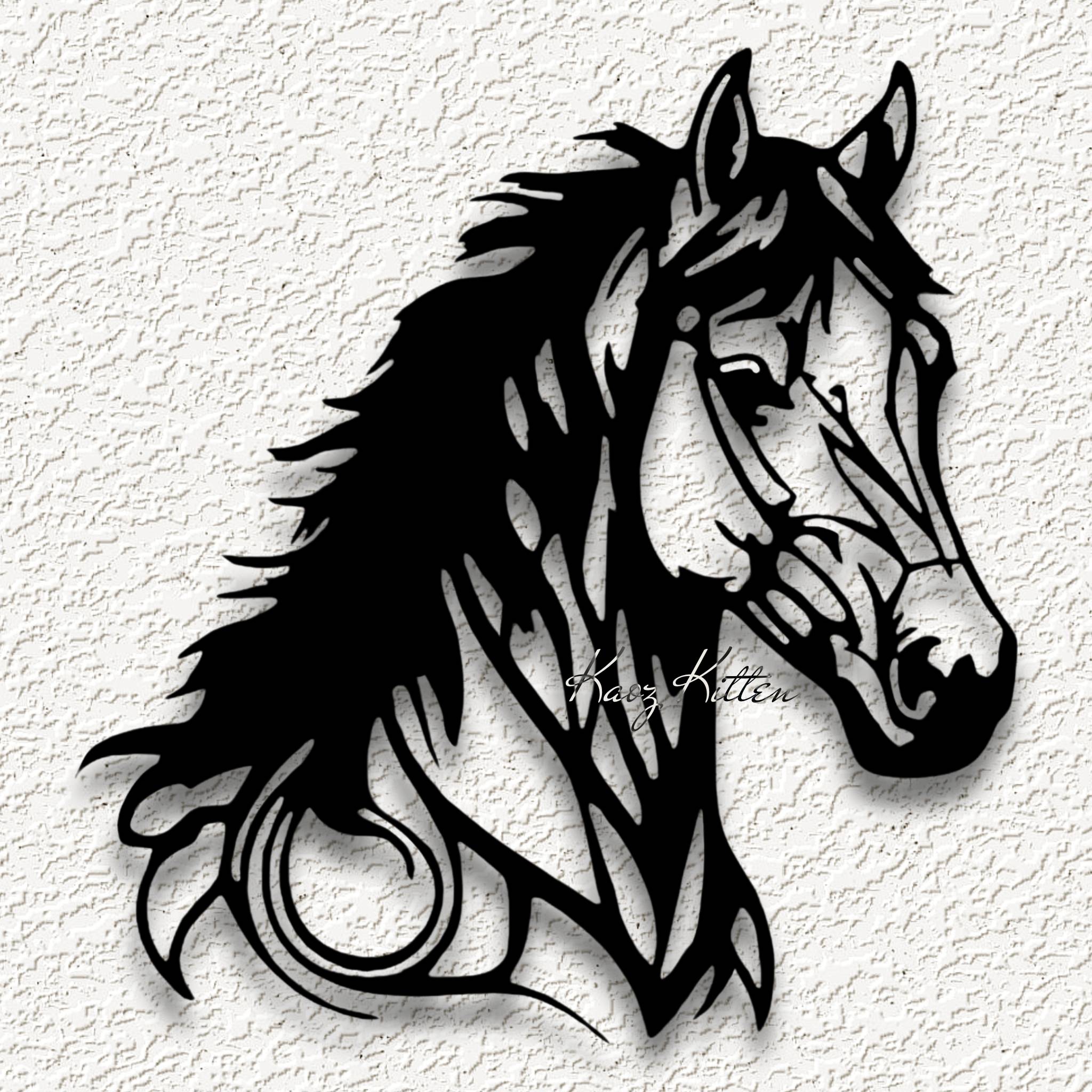 Sculptures & Artworks STL Download - country western horse WALL ART HOME DECORby Kaoz Kitten