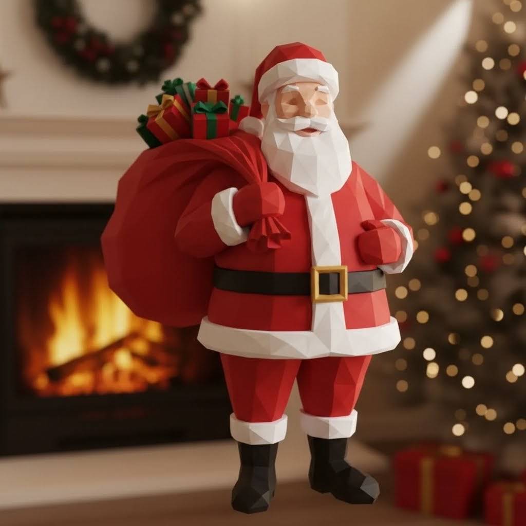 3D Printer Files | 3MF File | Santa Claus Low-poly | Creality Cloud