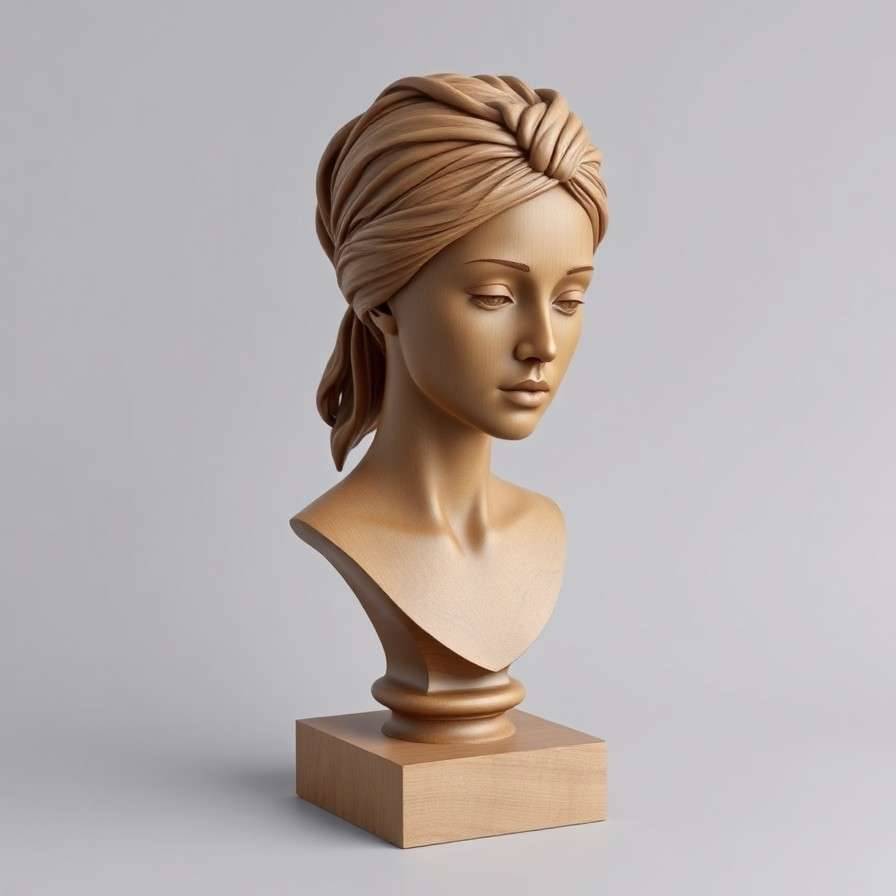 3D Printer Files | 3MF File | Lady Bust with Turban – Elegant Wooden ...
