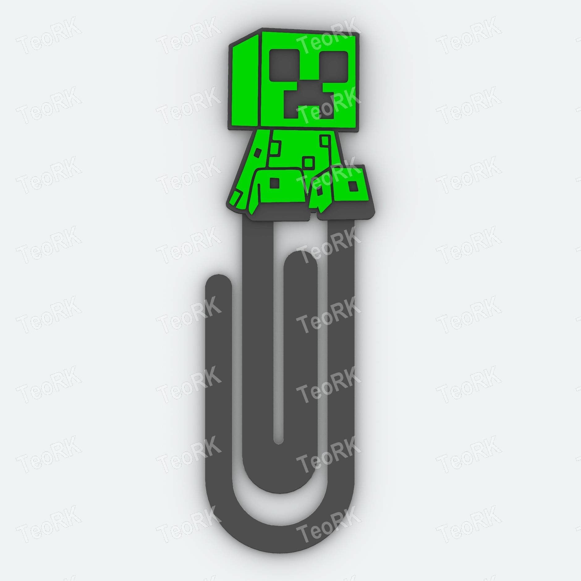 Other STL Download - Paperclip MINECRAFT CREEPER SITTING - bookmarkby TeoRk