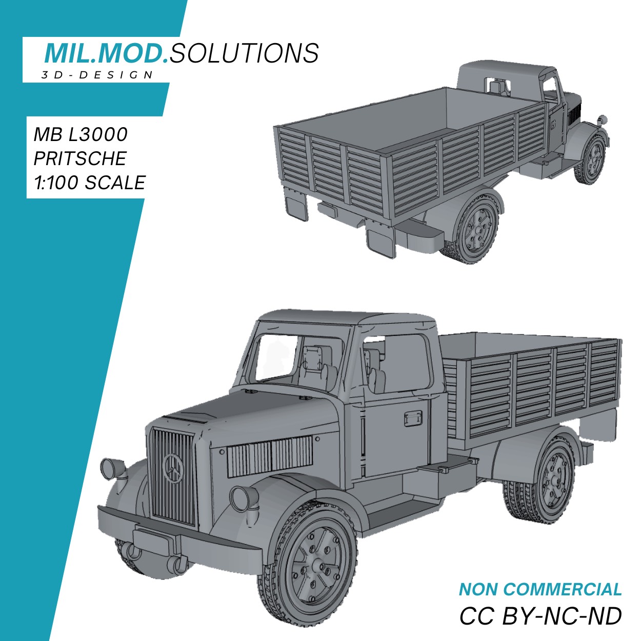 Vehicles & Machinery STL Download - Mercedes-Benz-L-3000 WW2by Mil Mod ...