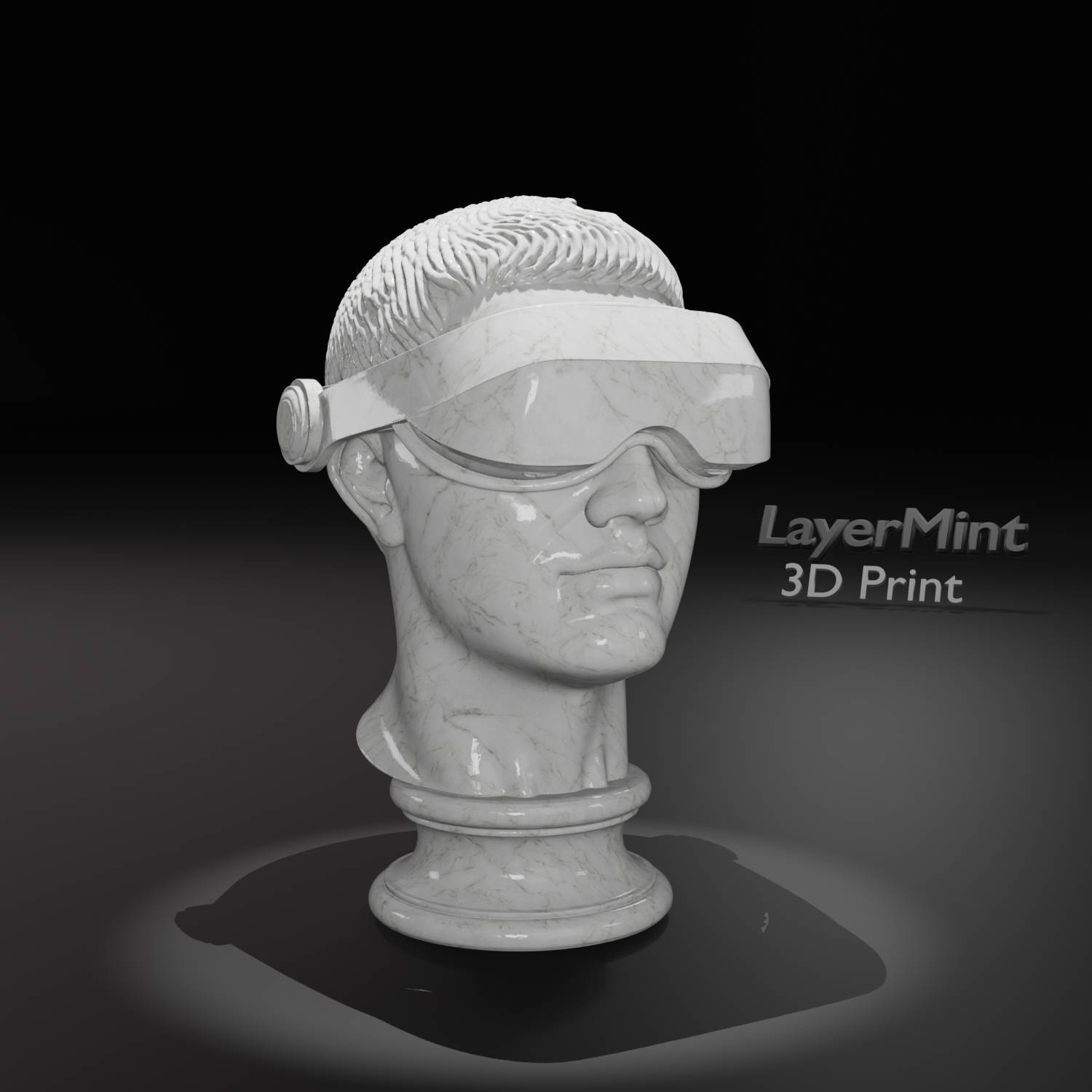 Sculptures & Artworks STL Download - Futuristic Bust Sculpture with VR ...