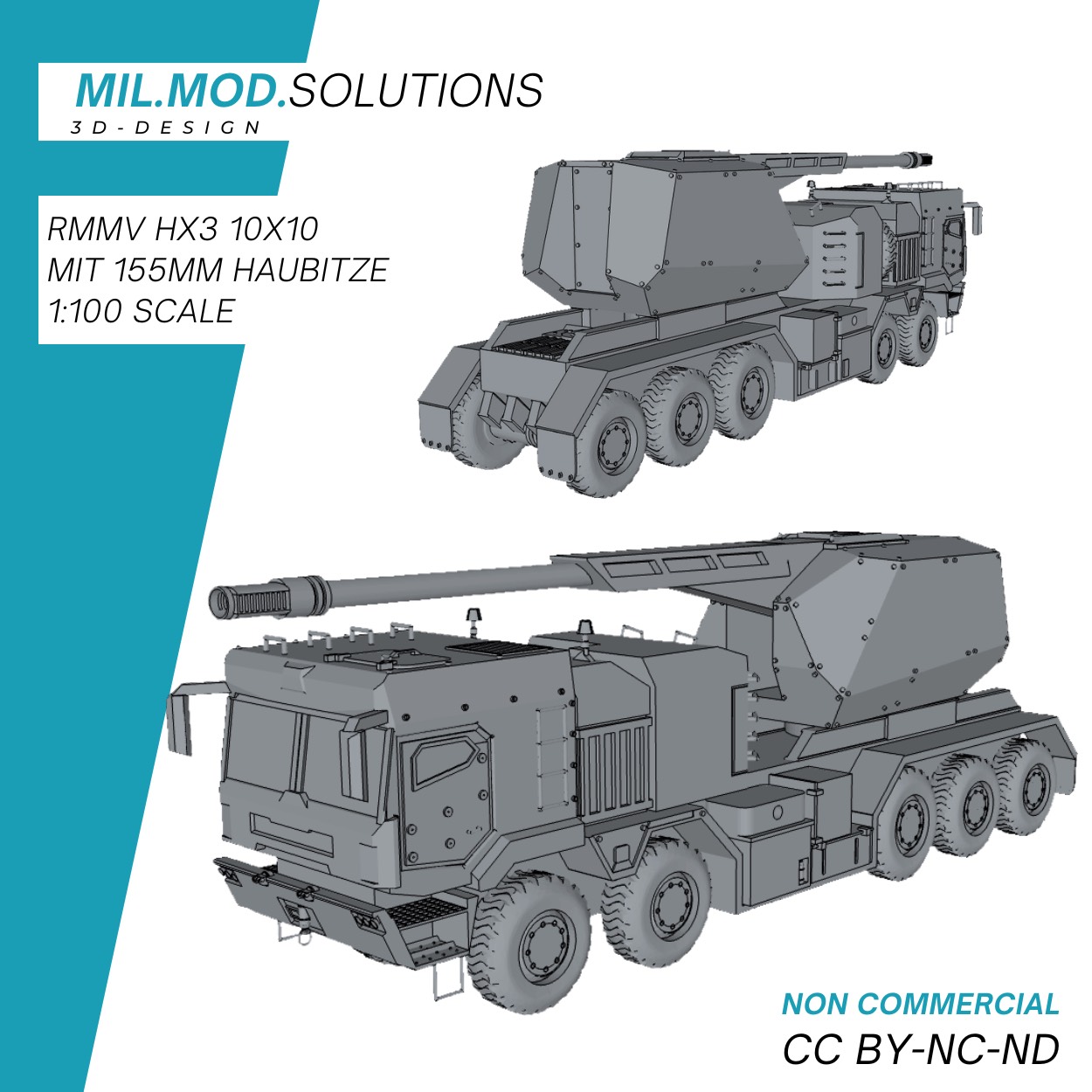 Vehicles & Machinery STL Download - RMMV HX3-10x10-155mm-howitzer Bundeswehrby Mil Mod Solutions