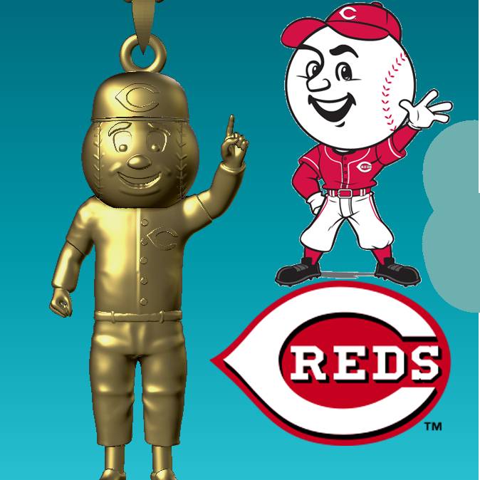 Sculptures & Artworks STL Download - NCAA - Necklaces Cincinnati Reds ...