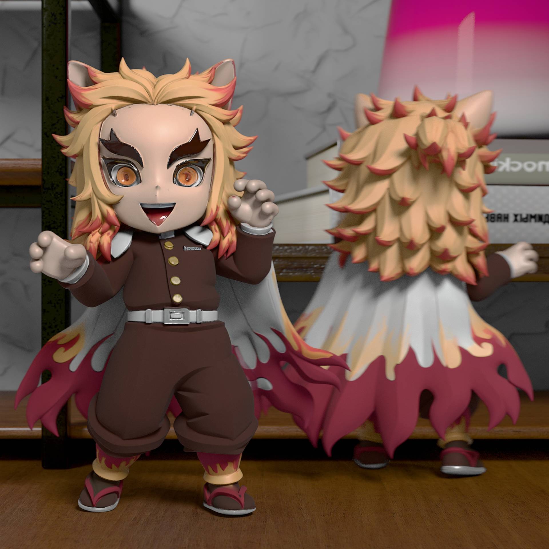 3d yazıcı baskı modelleri | 3MF | Rengoku Chibi Kimetsu no Yaiba Fan ...