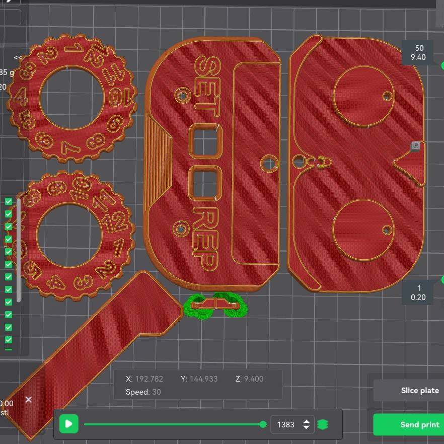 3D Printer Files | 3MF File | Set / Rep Counter - Analog Exercise Tracker | Creality Cloud