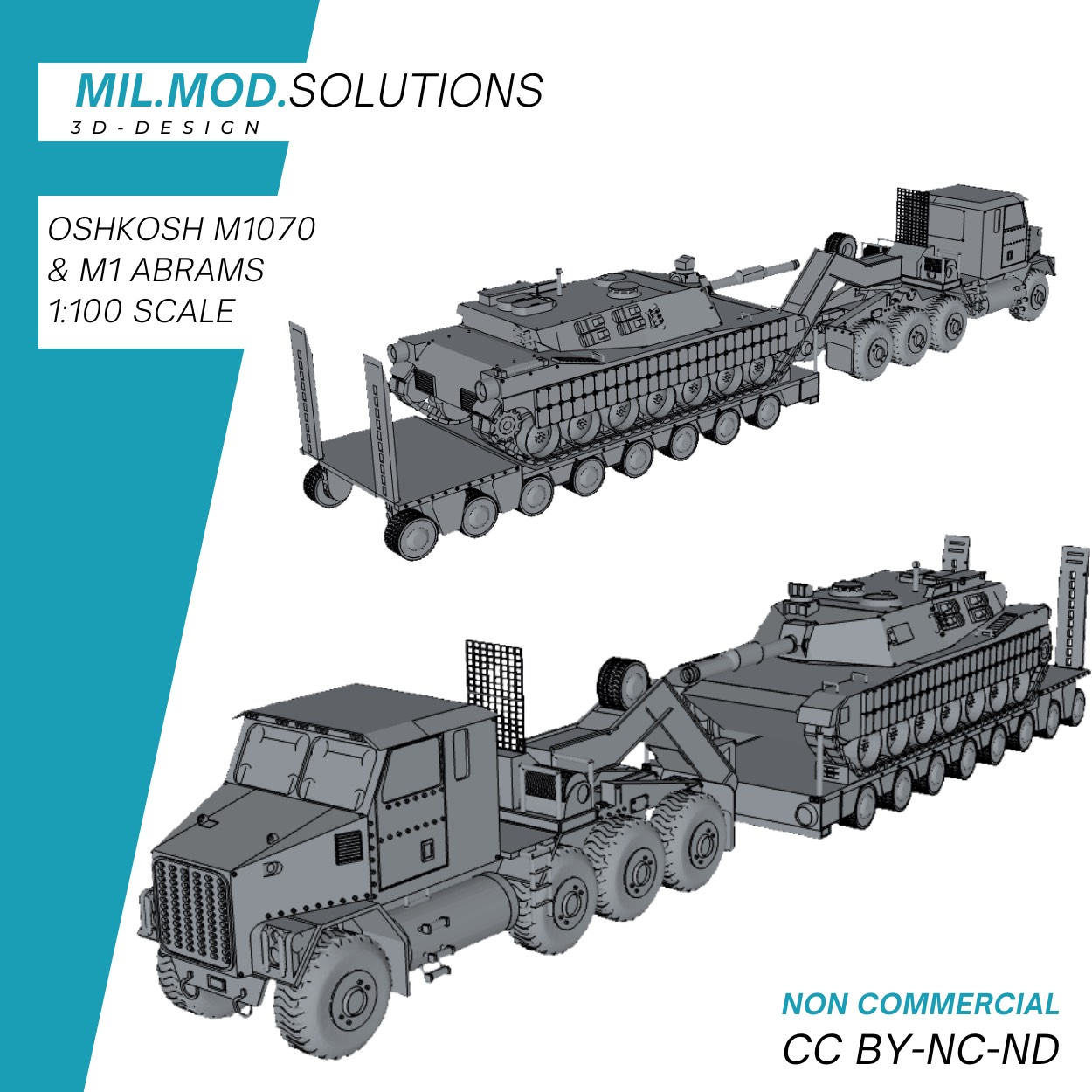 Vehicles & Machinery STL Download - Oshkosh M1070 mit M1 Abrams MBT US ...