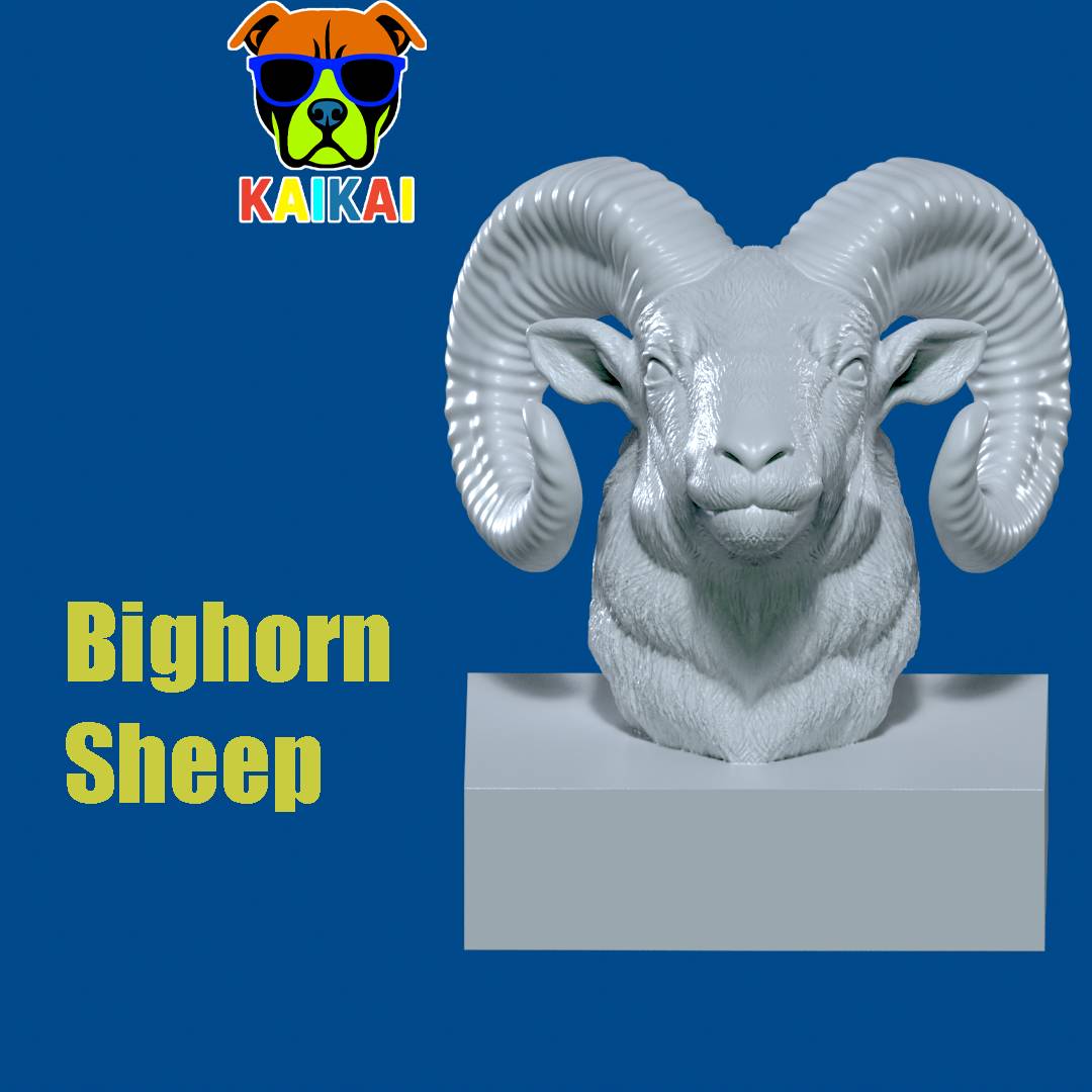 Characters & Creatures STL Download - Bighorn sheep head model - 3D ...