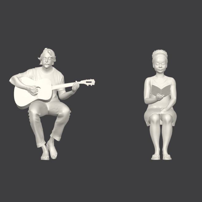 Free Characters & Creatures STL Download - A man and a woman sitting ...