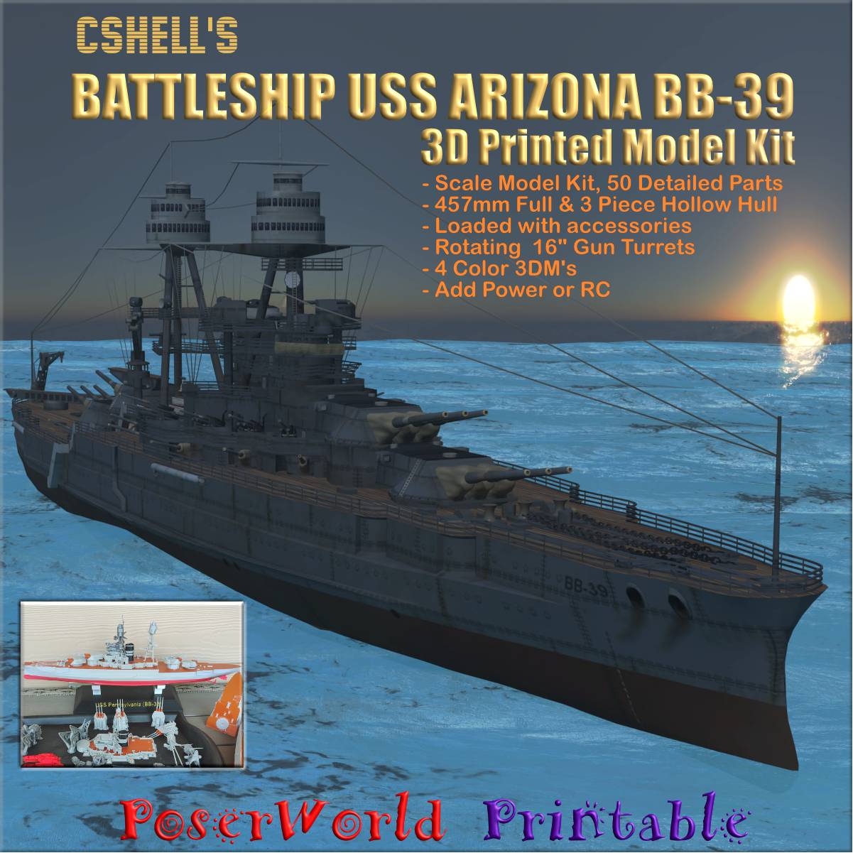 Archivos de impresora 3D | Archivo 3MF | Battleship USS Arizona Model ...