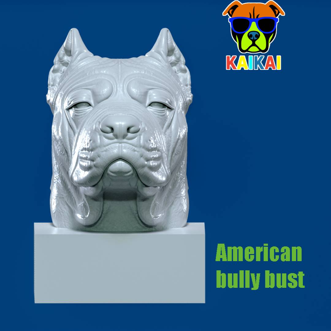 Characters & Creatures STL Download - Dog American bully bust model ...