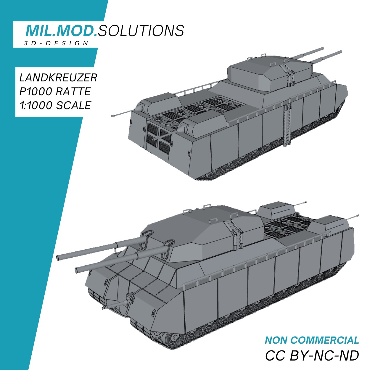 Vehicles & Machinery STL Download - Landkreuzer P1000 Ratte WW2by Mil ...