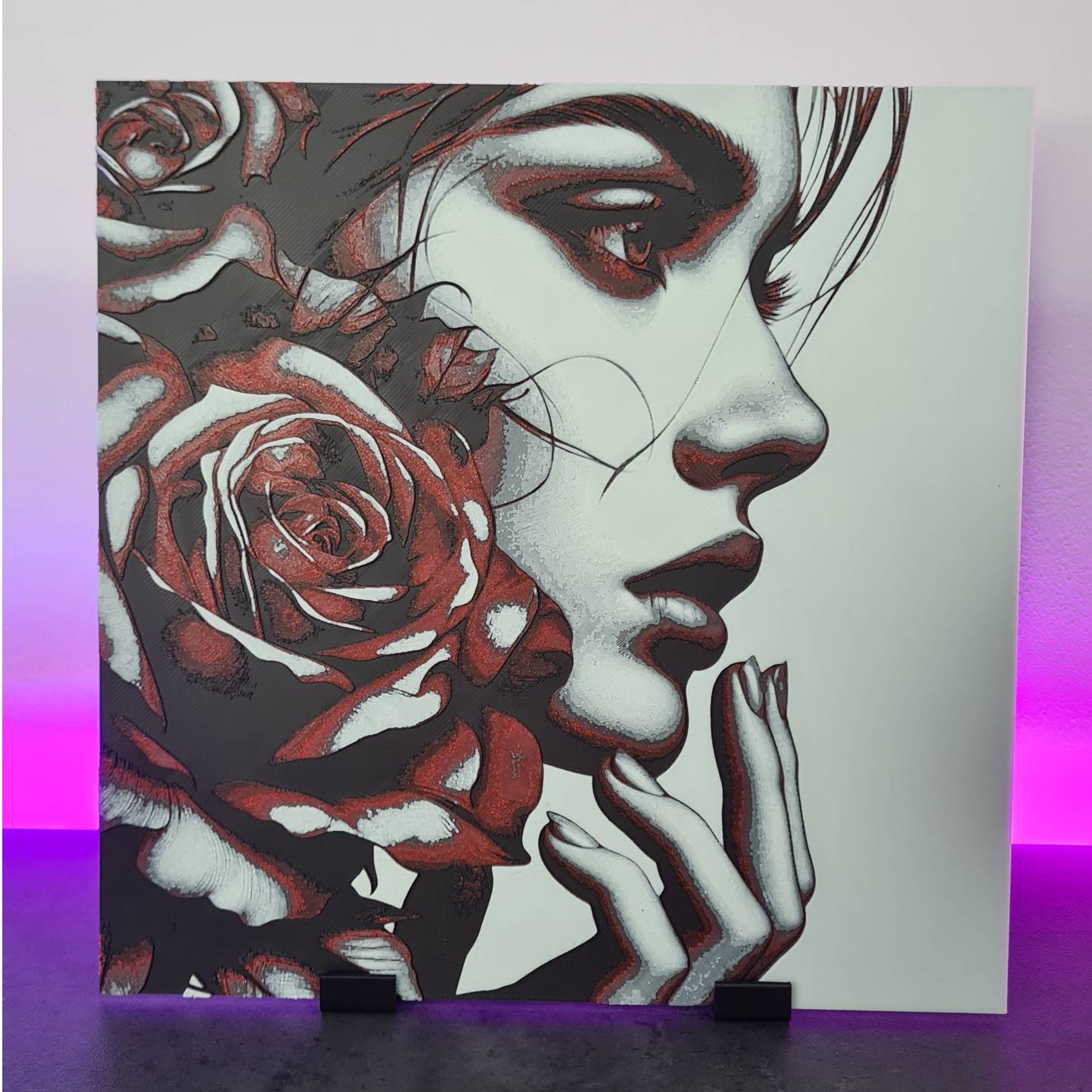 3D Printer Files | 3MF File | Girl and Rose 2 - Hueforge 200x200 ...