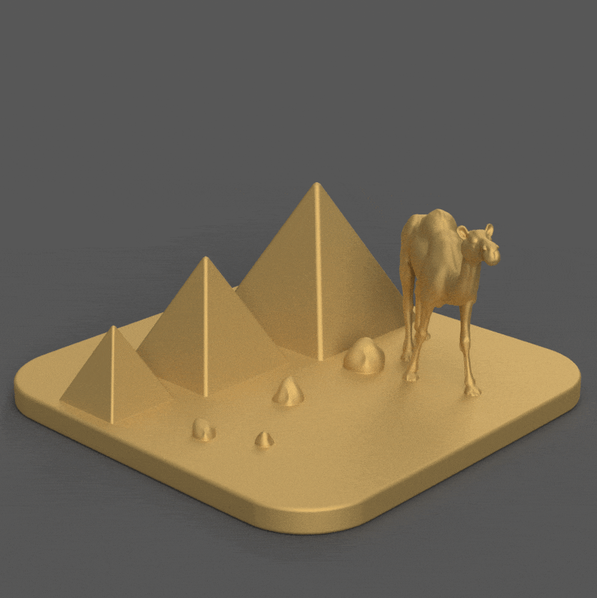 Home Decorations & Ornaments STL Descarga - Camel and Pyramids Diorama ...