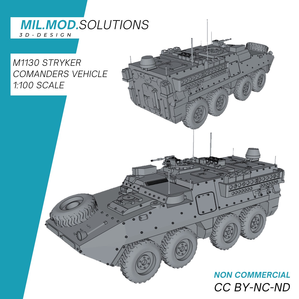 Vehicles & Machinery STL Download - M1130 Stryker Commanders Vehicleby ...
