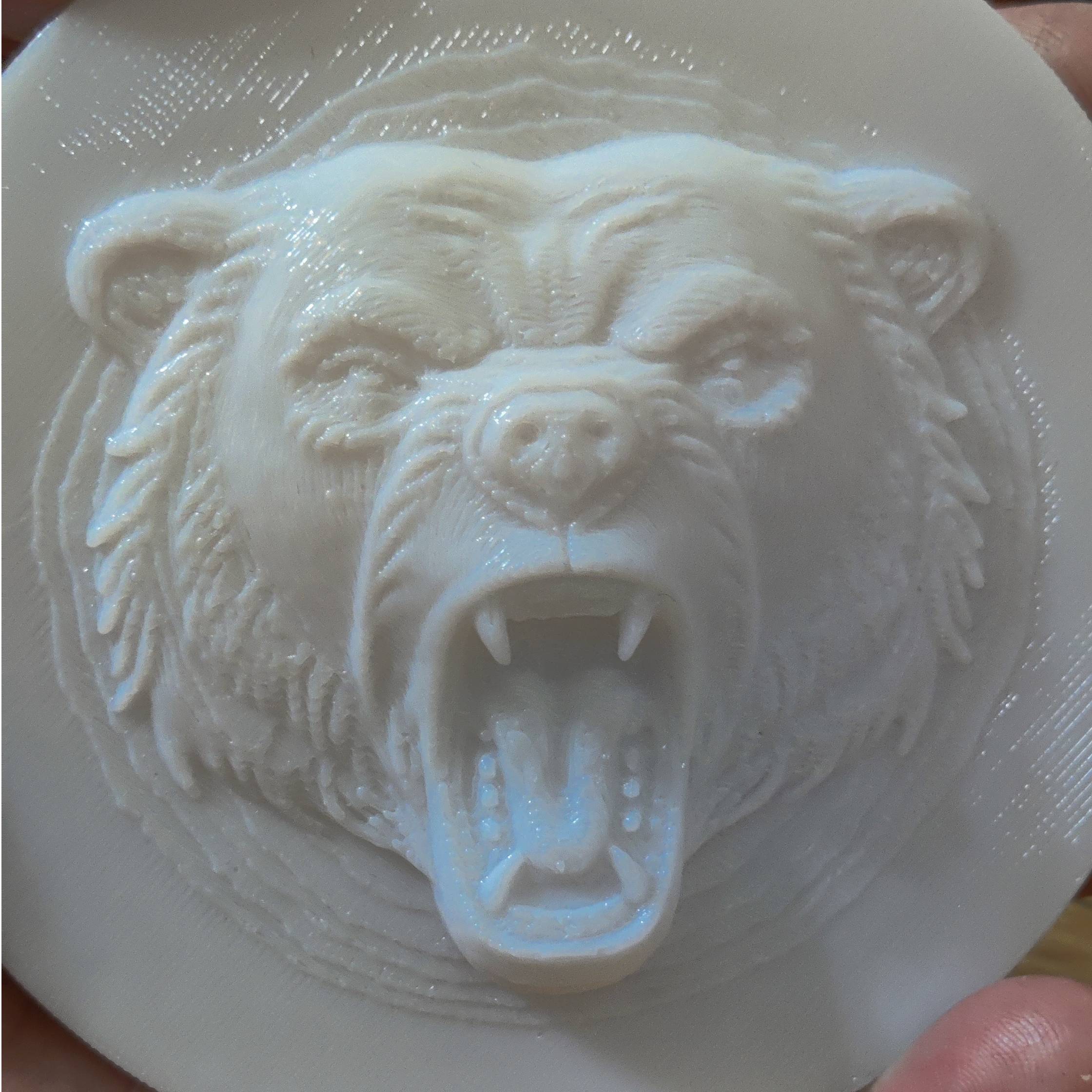 3D Printer Files | 3MF File | Embossed roaring bear token | Creality Cloud
