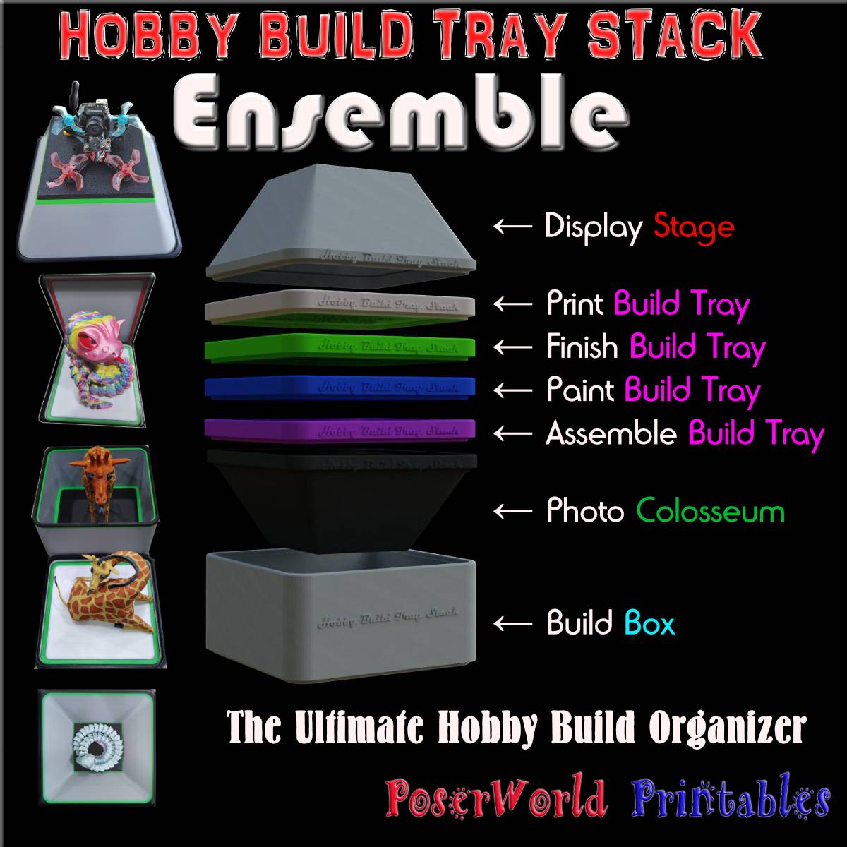 3D Printer Files | 3MF File | Hobby Build Tray Ensemble with Stage ...