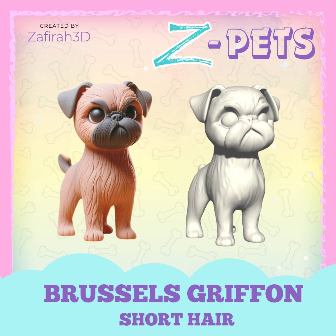 Sculptures & Artworks STL Download - Z-PETS BRUSSELS GRIFFON SHORT ...