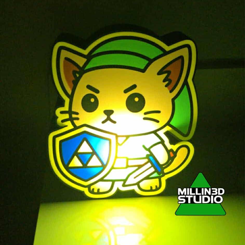 3D Printer Files | 3MF File | Legend of Zelda Link Kitty Cat Light box ...