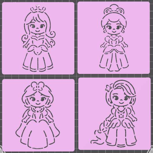3D Printer Files | 3MF File | Cartões de Estêncil das Princesas ...