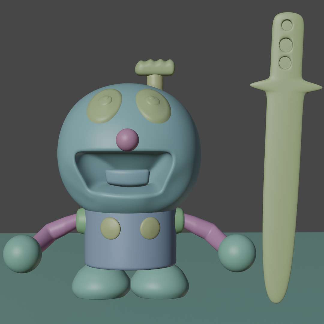Cartoon kitretsu-Korosuke with sword | 3D modeller indir | Creality Bulutu