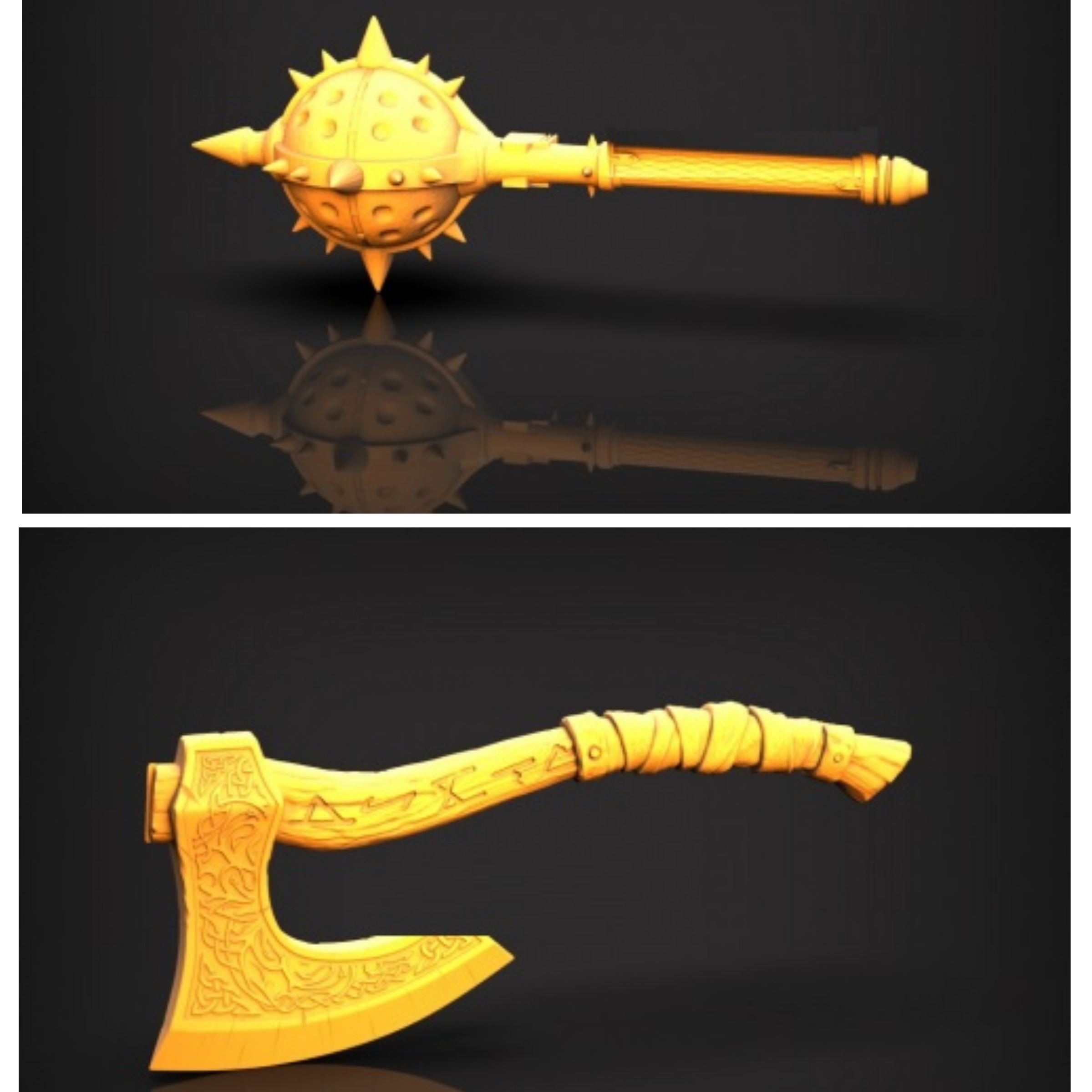 Game Props STL Download - Weapon Axe and Bulavaby Ha333aP