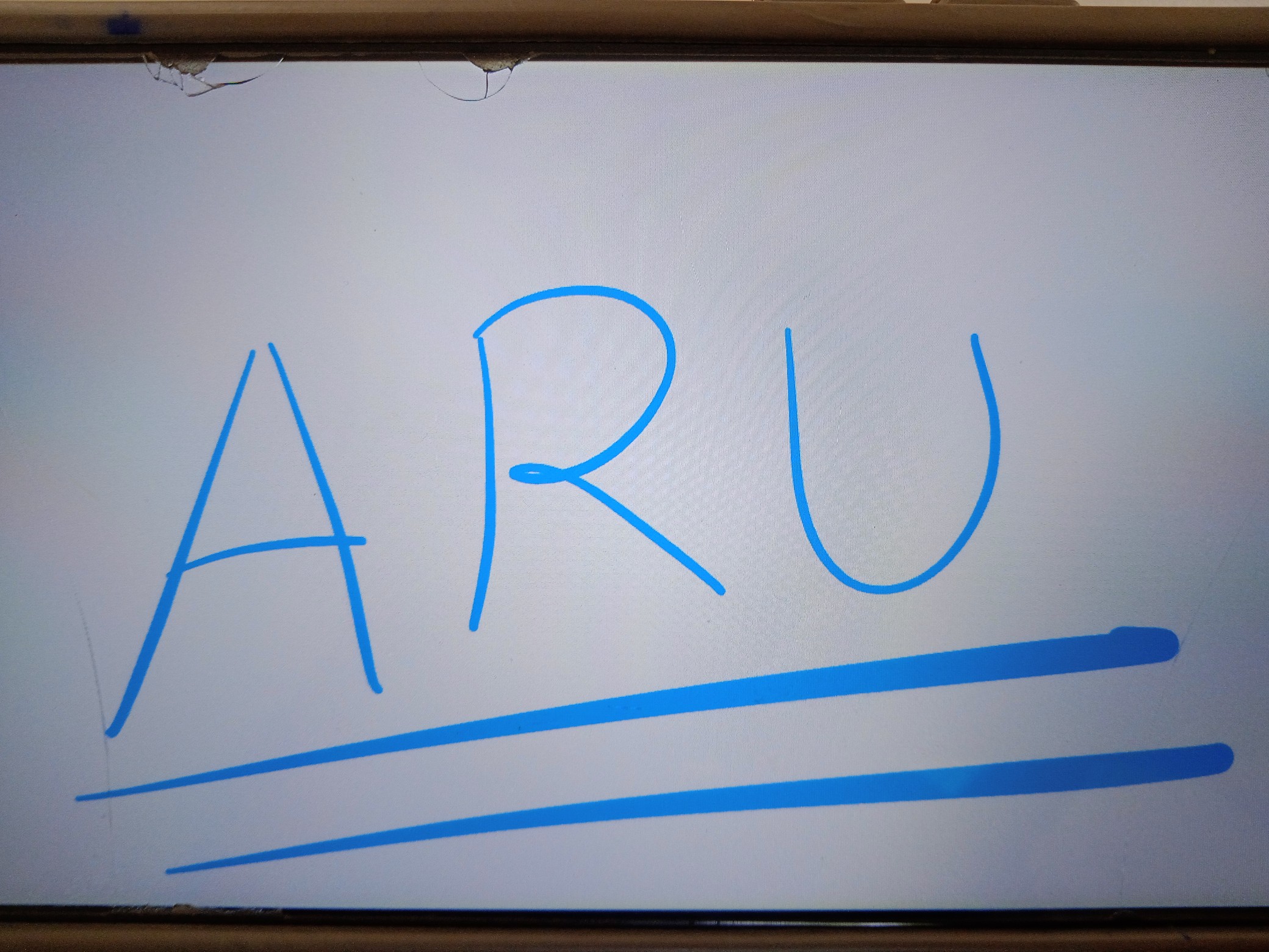 Create a 3D printable model of the word 'ARU' in bold, stylish capital ...